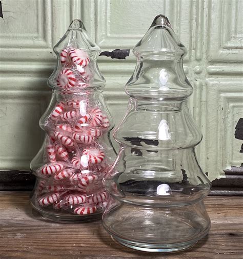 Anchor Hocking Tree Candy Jar Glass Christmas Tree Jar Apothecary Jar
