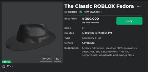 Roblox Classic Roblox Fedora Hobbies And Toys Toys And Games On Carousell