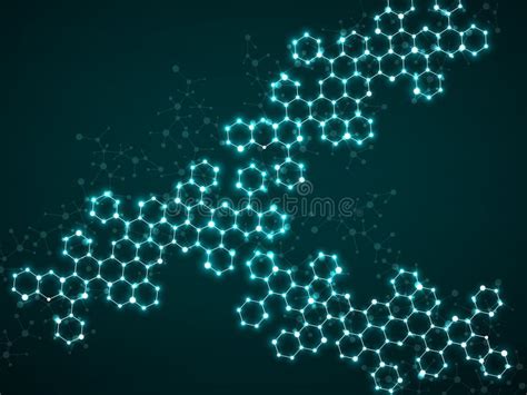 Abstract Hexagonal Molecules Glowing Molecular Structure Of Dna Technology Background Stock