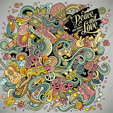 만화 손으로 그린 낙서 히피 그림 템플릿 Psd 다운로드 디자인 자료 다운로드
