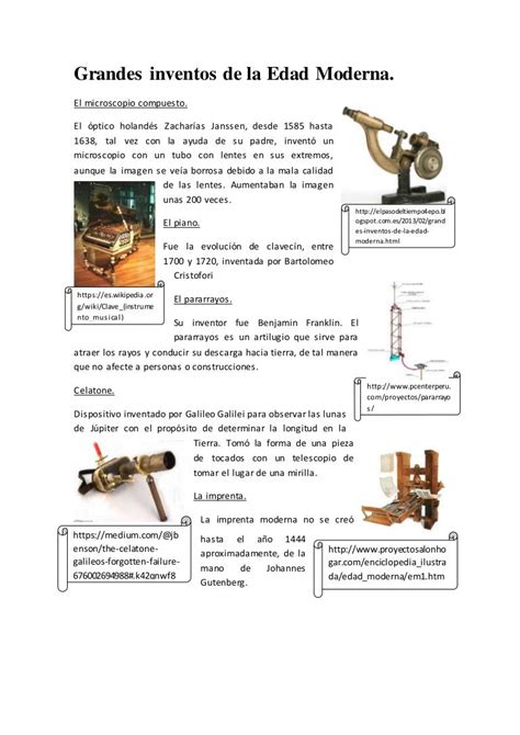 Grandes Inventos De La Edad Moderna