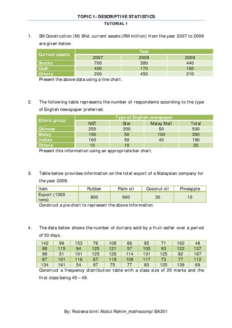 tutorial 13 tutorial 13 topic 1 descriptive statistics tutorial 1