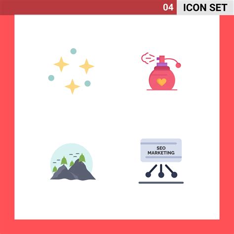 4 Thematic Vector Flat Icons And Editable Symbols Of Nature Nature