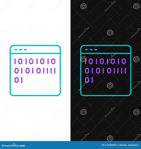 Line Binary Code Icon Isolated On White And Black Background Colorful
