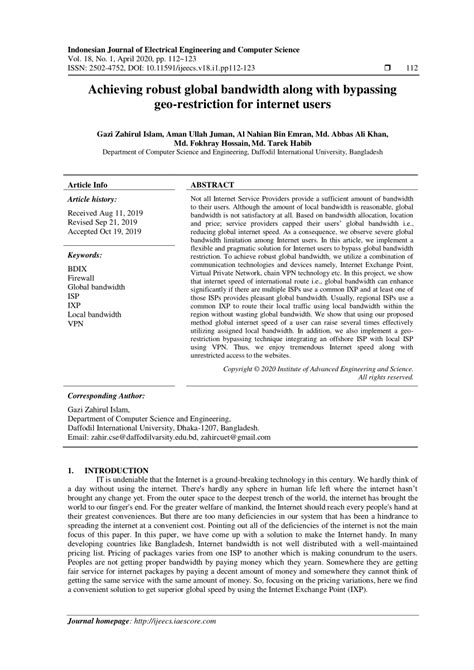 Pdf Achieving Robust Global Bandwidth Along With Bypassing Geo Restriction For Internet Users