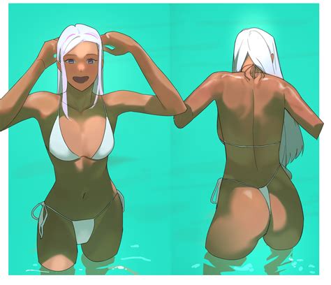 Hong Doo Highres Tagme 1girl Ass Bikini Breasts Dark Skin Open Mouth Partially