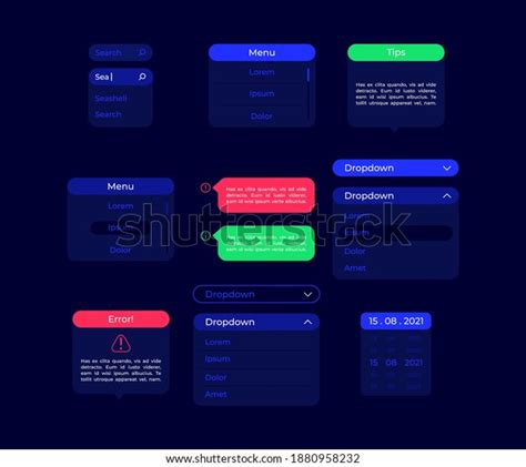 Settings Ui Elements Kit Dropdown Menu Stock Vector Royalty Free