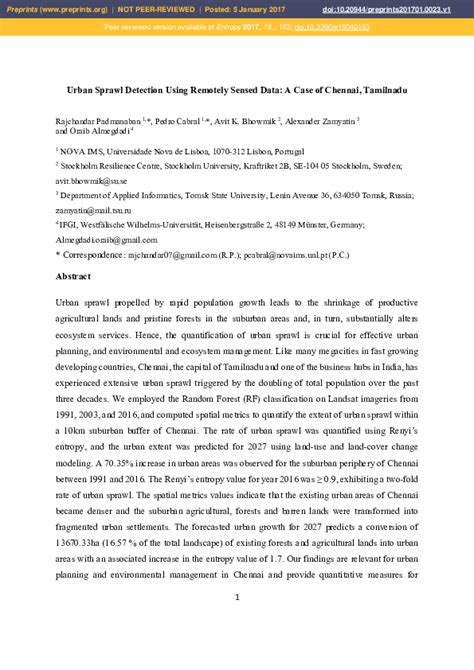 Pdf Urban Sprawl Detection Using Remotely Sensed Data A Case Of Chennai Tamilnadu