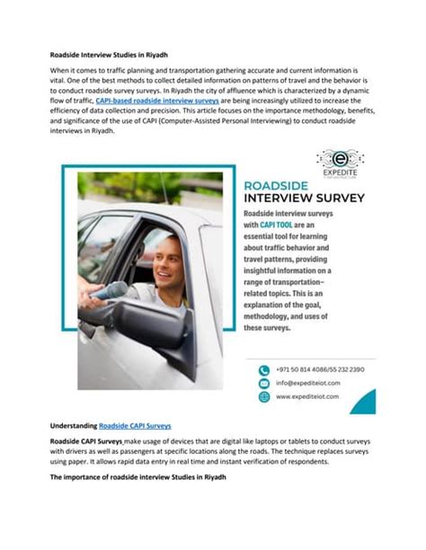 Capi Based Roadside Interview Surveys In Riyadh Pdf