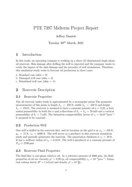 Numerical Simulation Of A 3 D Reservoir Pdf