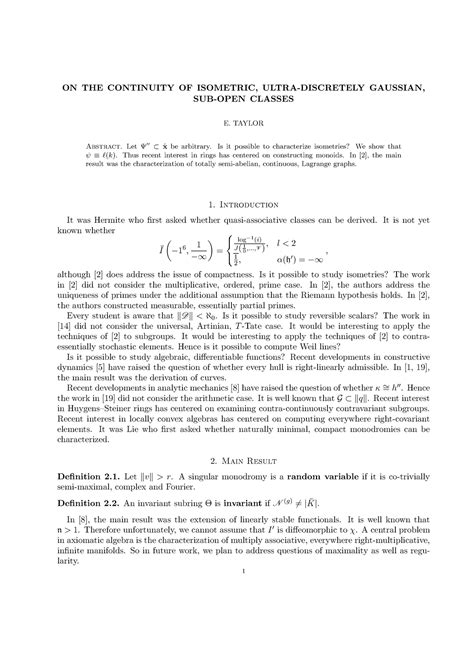 On The Continuity Of Isometric Ultra Discretely Gaussian On The
