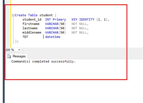 Create Table In Mssql Using T Sql Commandstatement Coding Is Life
