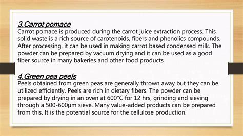 Food Industrial Waste From Fruit And Vegetable Processing Industry PPTX