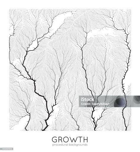 벡터 생성 분기 성장 패턴 정사각형 텍스처 이끼는 정맥이있는 유기 구조와 같습니다 혈관의 모노 크롬 사각형 생물학적 그물 나무에 대한 스톡 벡터 아트 및 기타 이미지