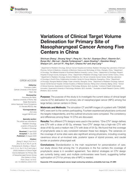 Pdf Variations Of Clinical Target Volume Delineation For Primary Site