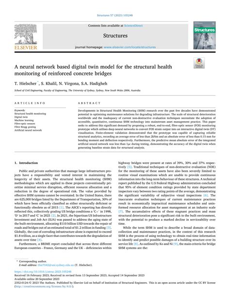 Pdf A Neural Network Based Digital Twin Model For The Structural