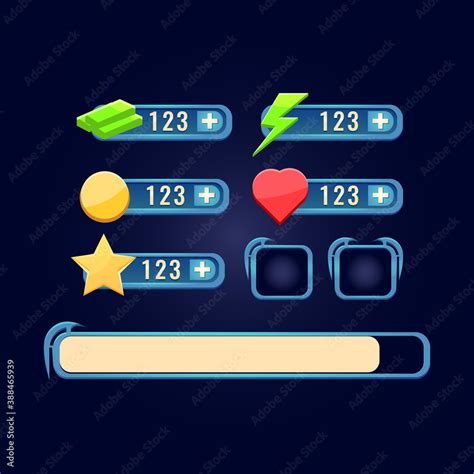 Set Of Gui Progress Bar Border Additional Panel And Other For Game Ui