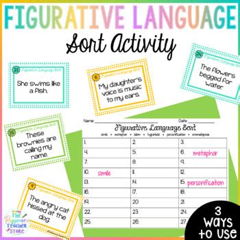 Figurative Language Sort Activity Interactive Notebook TPT
