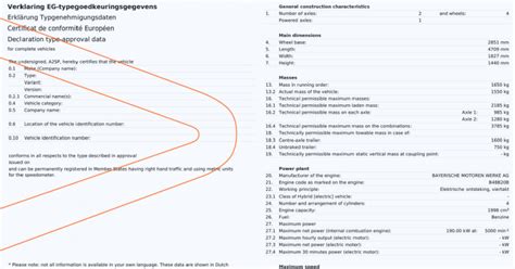 declaration type approval data vinacles exportshop
