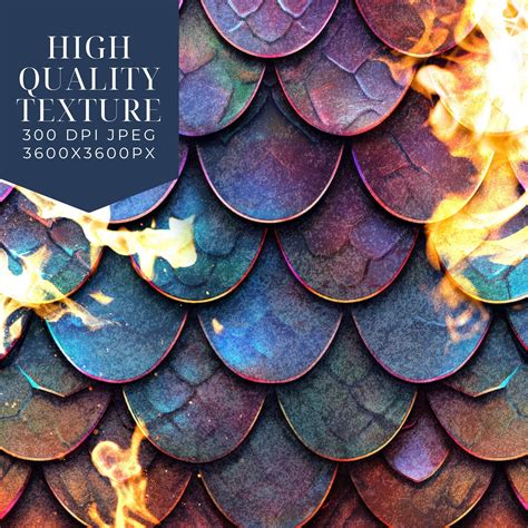 Dragon Scale Pattern Digital Paper Texture Iridescent Background