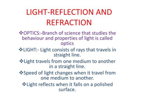 Class X Light Reflection And Refraction Ppt