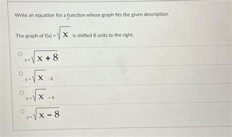 solved write an equation for a function whose graph fits the