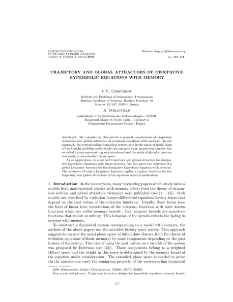 Pdf Trajectory And Global Attractors Of Dissipative Hyperbolic