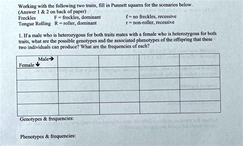 solved working with the following two traits fill in punnett squares