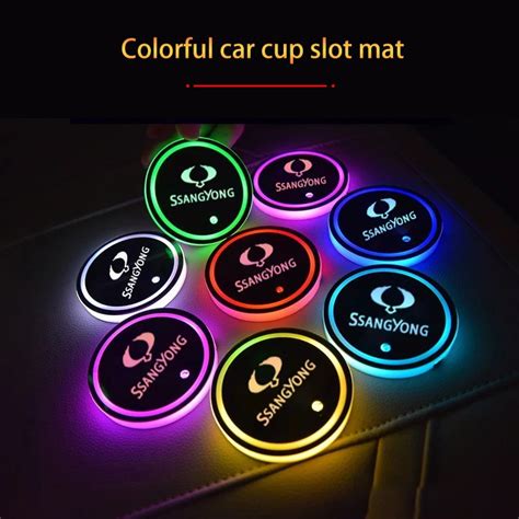 차량호환용 야광 물컵 코스터 홀더 다채로운 Usb 충전 Led 분위기 조명 쌍호환용 로디우스 렉스턴 코란도 티몬
