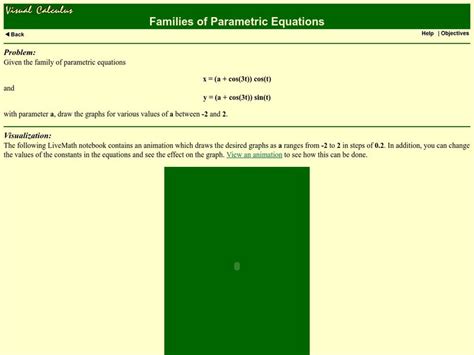Math Archives Visual Calculus Families Of Parametric Equations Activity For 9th 10th Grade