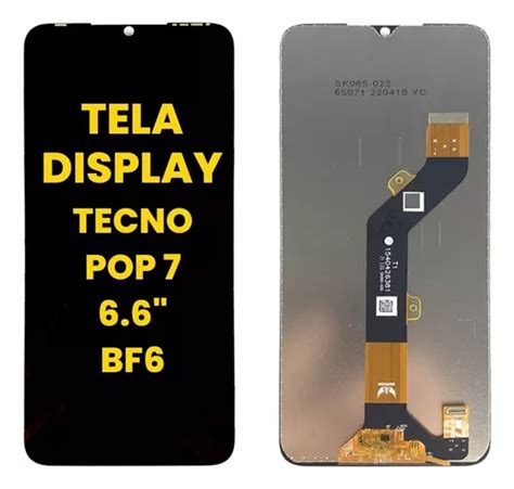 Tela Display Touch Frontal Cristal Original Tecno Pop 7 Bf6 Parcelamento Sem Juros