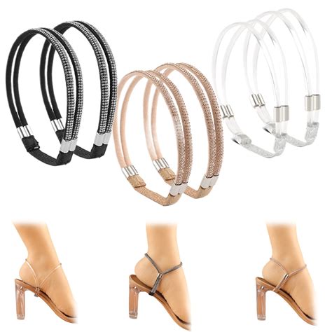 Jeorywoet 3 Pairs Shoe Straps For Loose Shoes Rhinestone