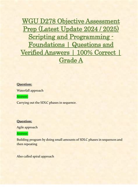 Wgu D278 Objective Assessment Prep Latest Update 2024 2025 Scripting And Programming