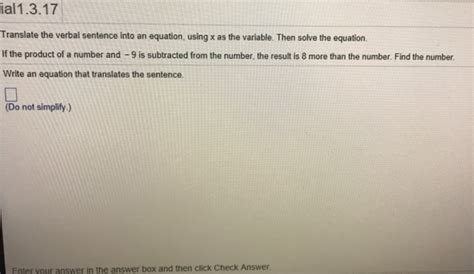Solved Ial1 3 17 Translate The Verbal Sentence Into An Chegg Com