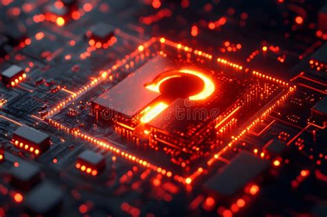 Futuristic Circuit Board With Glowing Keyhole Design For Security Concepts Generative Ai Stock