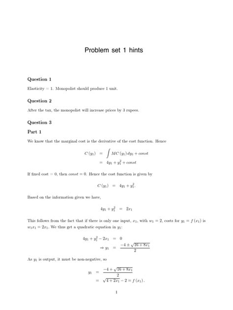 eco201 problem set 1 solutions pdf economies market economics
