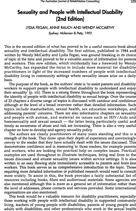 Sexuality And People With Intellectual Disability 2nd Edition Lydia Fegan Anne Rauch And