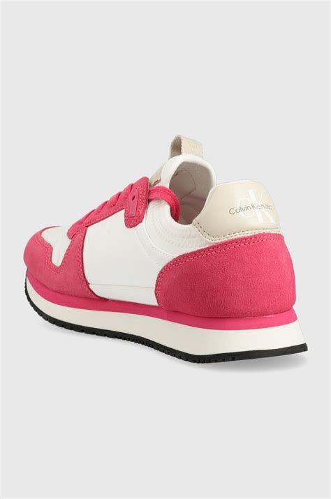 Calvin Klein Jeans Sneakersy Runner Sock Laceup Ny Lth Wn Kolor Różowy