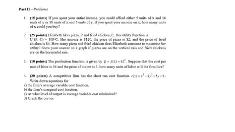 Solved Part II Problems 1 15 Points If You Spent Your Chegg Com