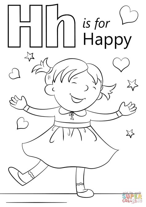 Letter H Is For Happy Coloring Page Free Printable Coloring Pages