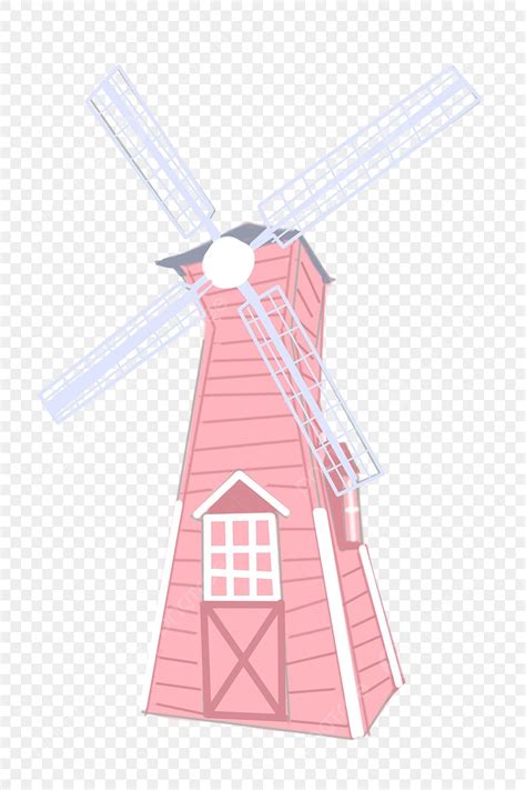 Pink Windmill Building Illustration Windmill Clipart