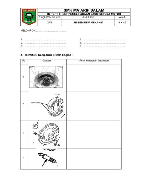 Report Sheet Sistem Rem Mekanik Pdf