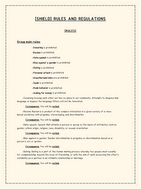 Shield Rules And Regulations Rules Group Main Rules Pdf Gender