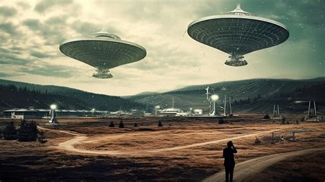 Premium Ai Image Research Center Receiving Signal From Outer Space