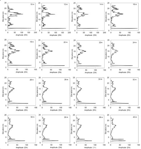 Lidar Waveforms Derived From 16 Different Voxel Sizes From 100 To