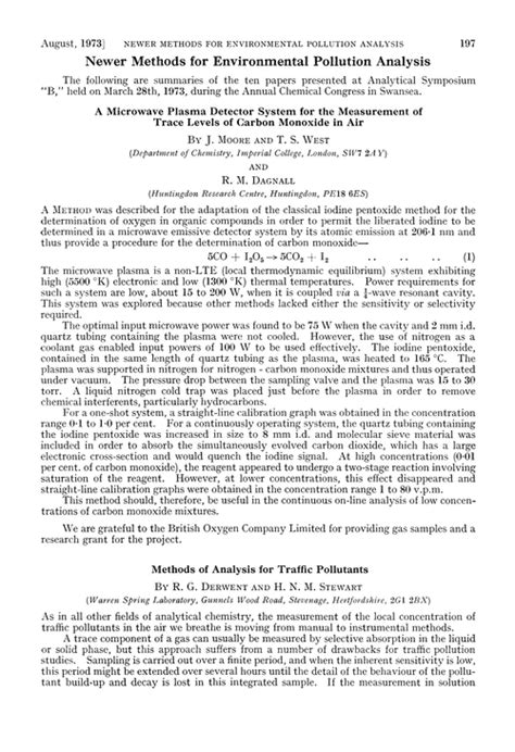 Newer Methods For Environmental Pollution Analysis Proceedings Of The Society For Analytical