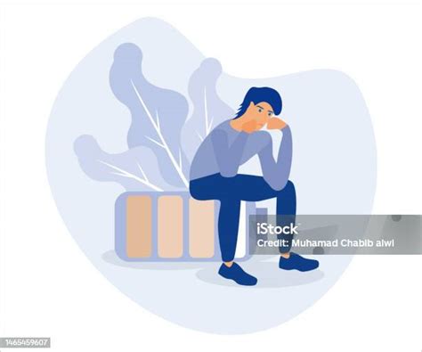 감정적 인 번 아웃 증후군 그림입니다 스트레스 피로 직업적 소진 및 기타 정신 장애로 고통받는 캐릭터 정신 건강 문제 개념평면