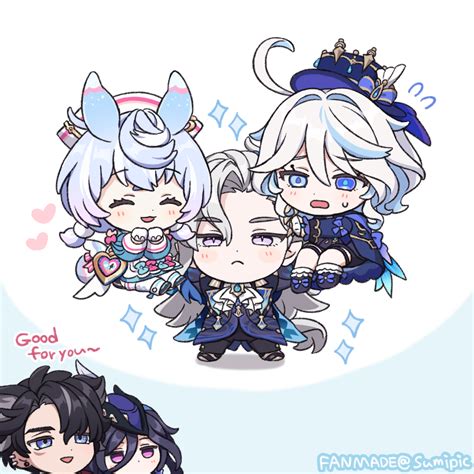 Furina Neuvillette Clorinde Wriothesley And Sigewinne Genshin Impact Drawn By Sumipic