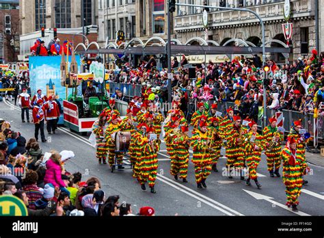 Street Carnival Parade And Party In Cologne Germany At Carnival