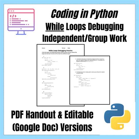 Coding In Python While Loop Debugging Practice Problems Editable By
